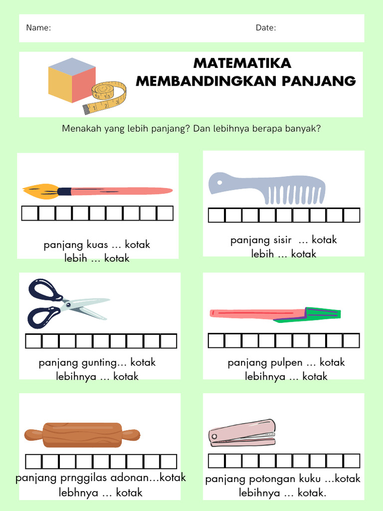 Membandingkan Ukuran Dengan Kotak | PDF | Kajian Bahasa Asing | Seni