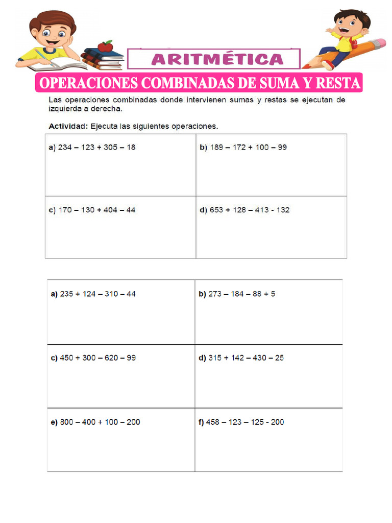 Operaciones Combinadas de Suma y Resta | PDF