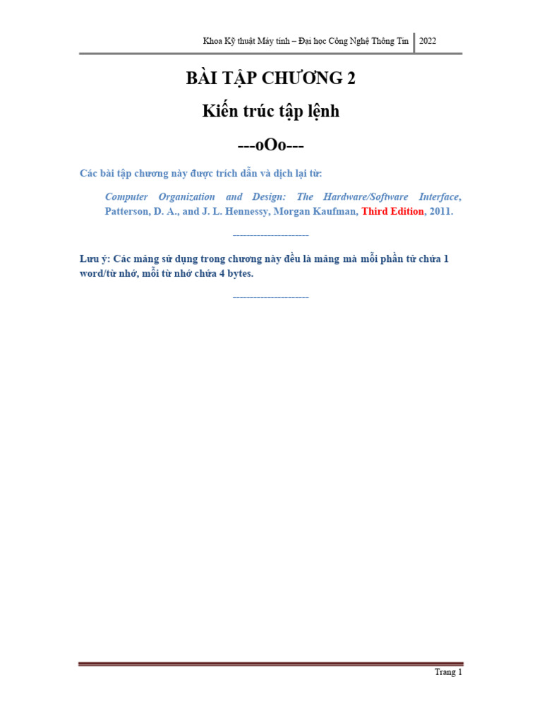 Bai Tap Chuong 2 Kien Truc Tap Lenh | PDF