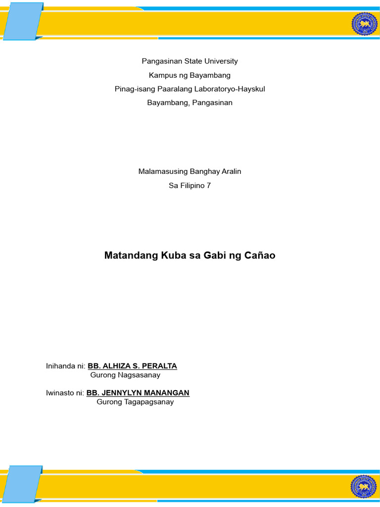 Matandang Kuba Sa Gabi NG Cañao Filipino 7 | PDF