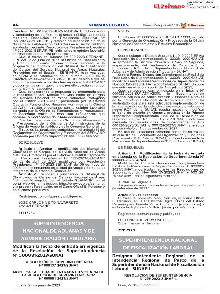modifican-la-fecha-de-entrada-en-vigencia-de-la-resolucion-d-resolucion-n-000137-2023sunat ...