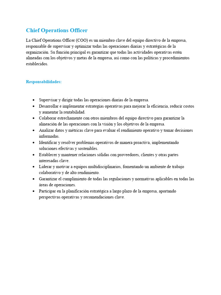 Chief Operations Officer | PDF