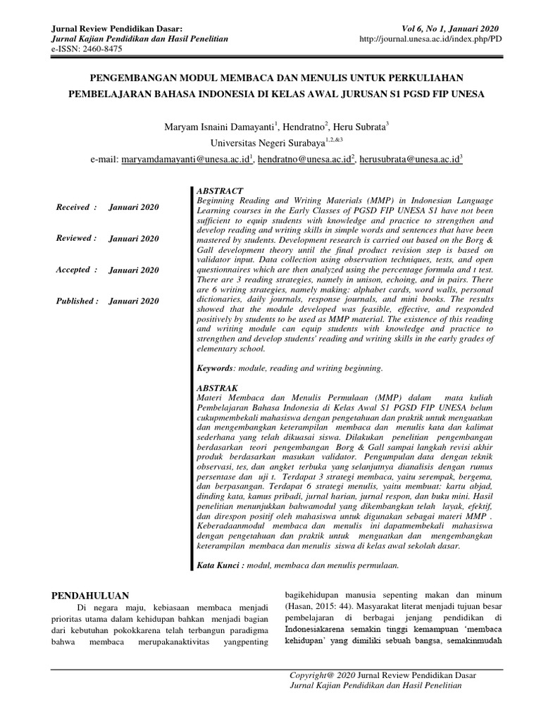 Pengembangan Modul Membaca Dan Menulis U | PDF | Seni & Disiplin Bahasa