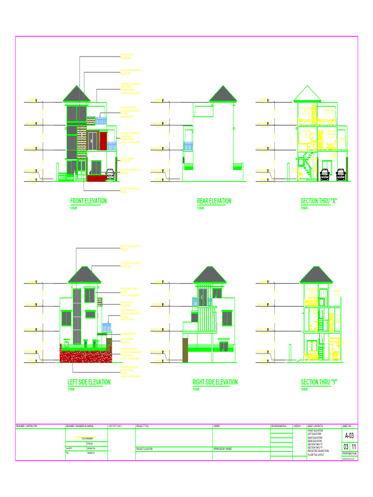 Front Elevation Rear Elevation Section Thru ''X'': Scale: 1:100M Scale: 1:100M Scale: 1:100M ...