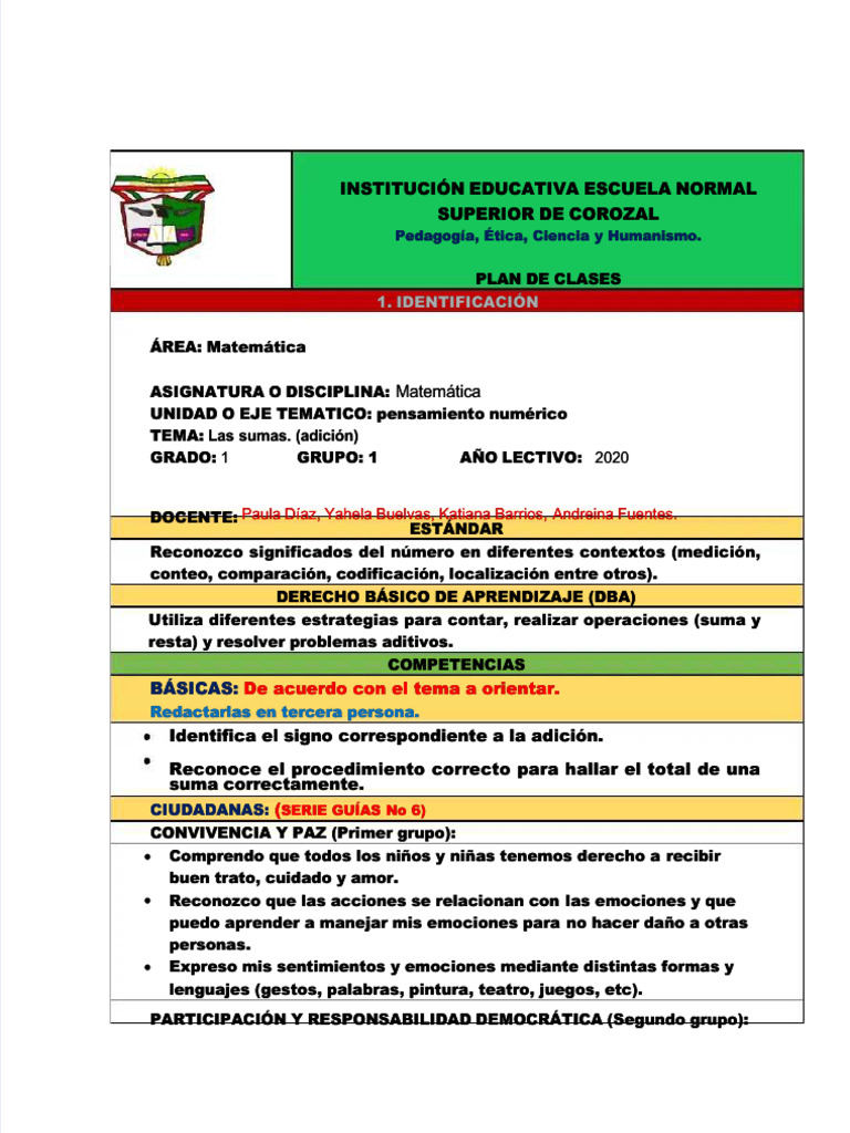 PDF Plan de Clase de Matematicas | PDF | Aprendizaje | Las emociones