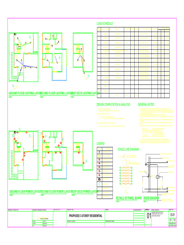 Load Schedule: Ground Floor Lighting Layout Second Floor Lighting Layout Roof Deck Lighting ...