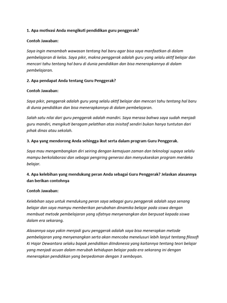 Soal Wawancara CGP | PDF