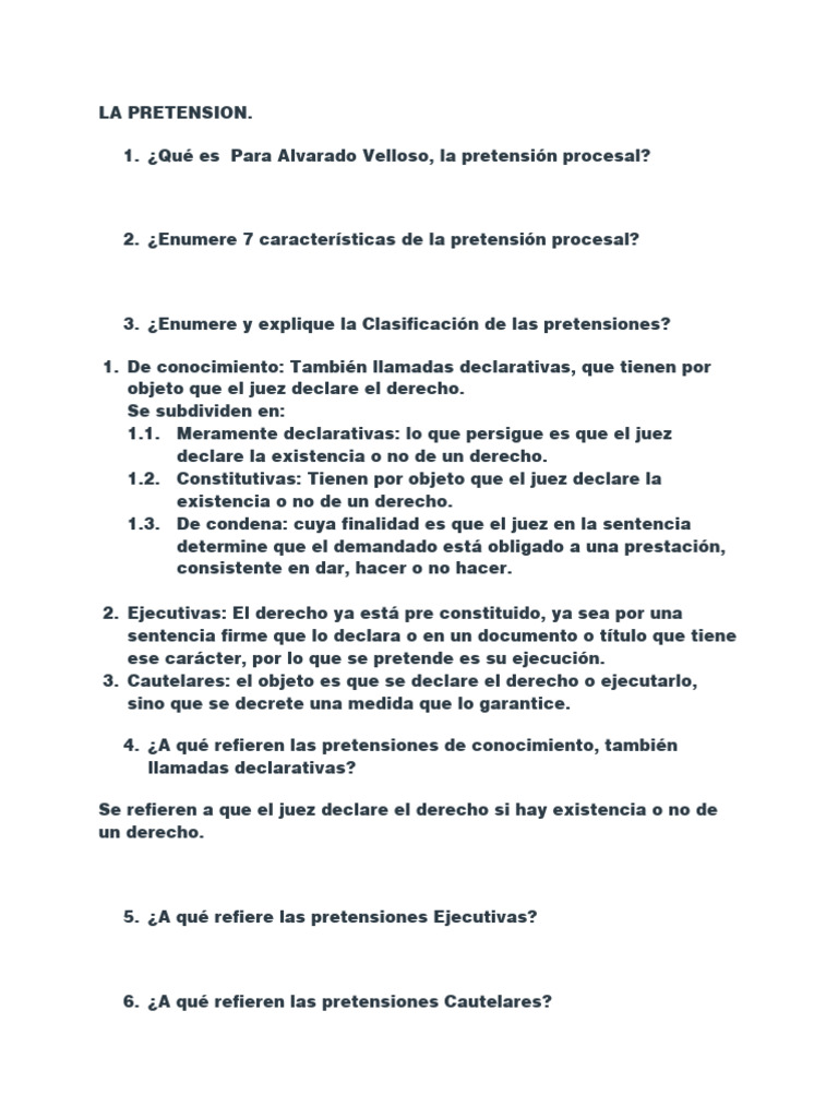 La Pretension y Accion Teoria | PDF | Ley procesal | Sentencia (ley)