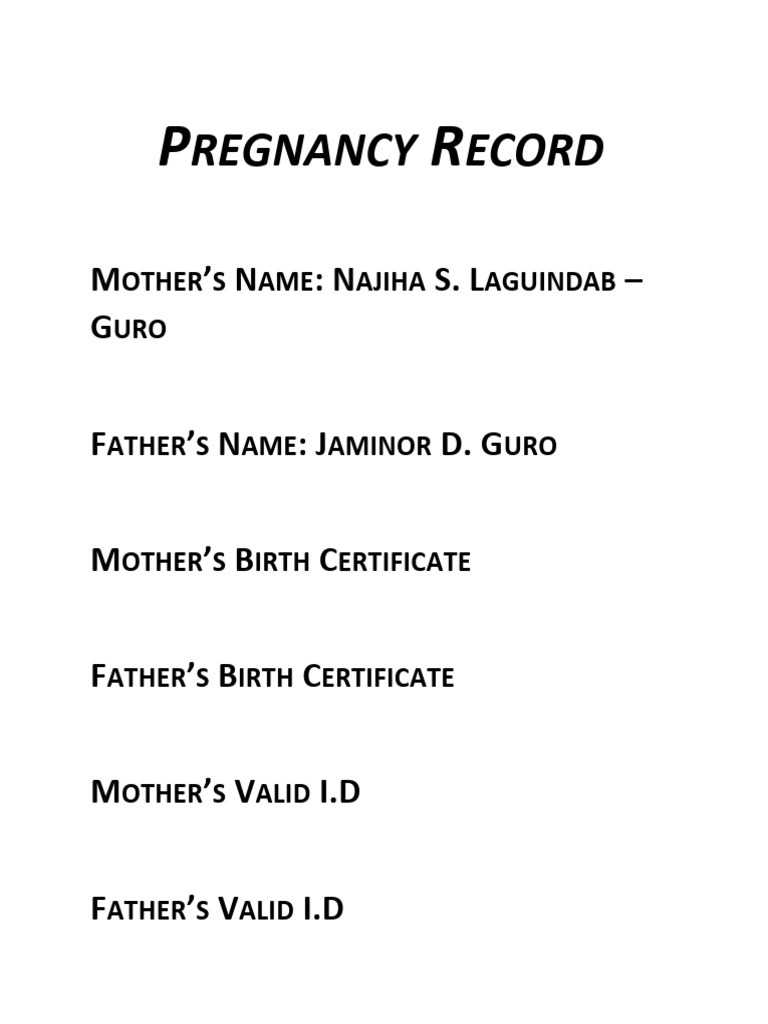 Pregnancy Record | PDF