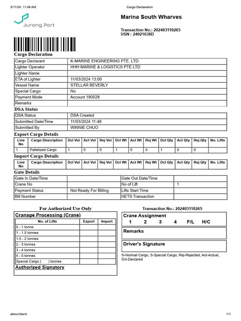 Cargo Declaration-2 | PDF | Freight Transport | Supply Chain Management