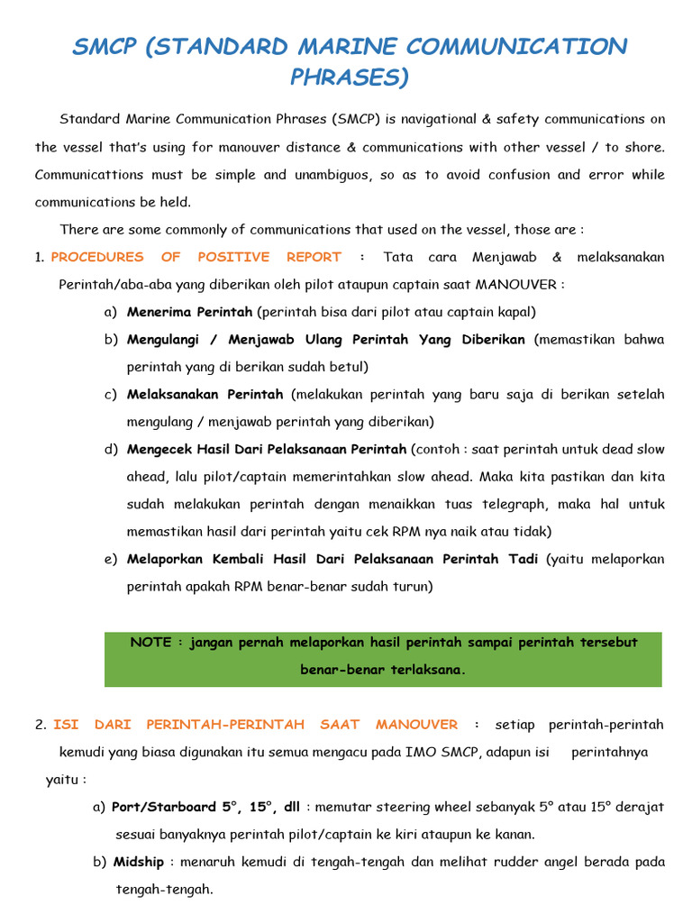 Standard Maritime Communications Phrases | PDF