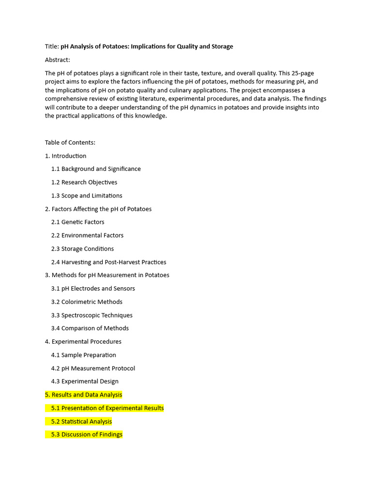 PH Analysis of Potato | PDF | Spectrophotometry | Ph