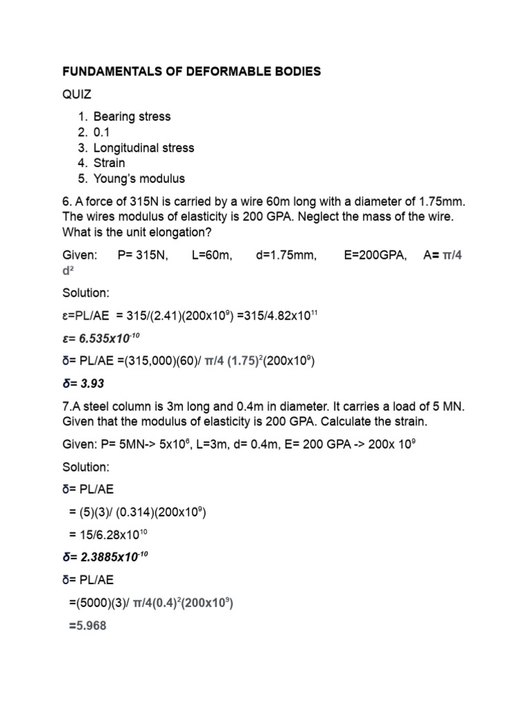 Engineering Mechanics Quiz | PDF | Young's Modulus | Stress (Mechanics)