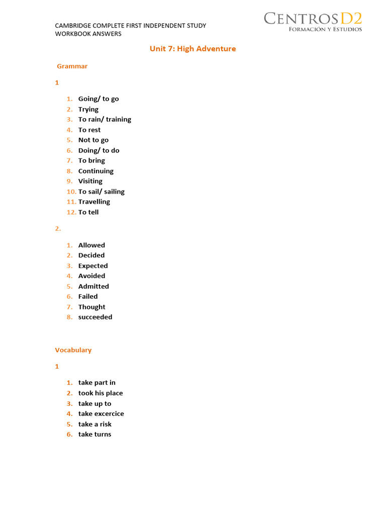 Complete First b2 Unit 7 | PDF