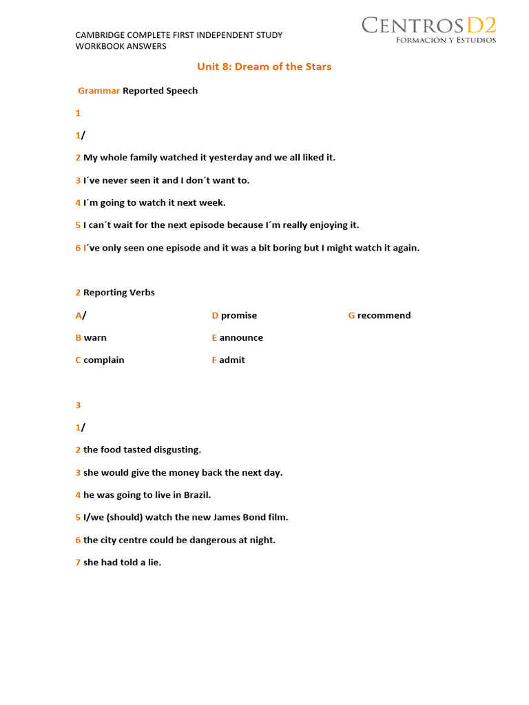 Complete First b2 Unit 8 | PDF