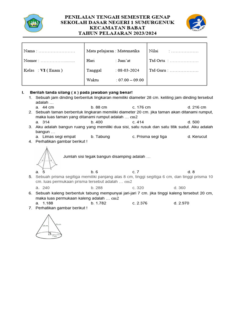 Soal MTK KLS 6 | PDF