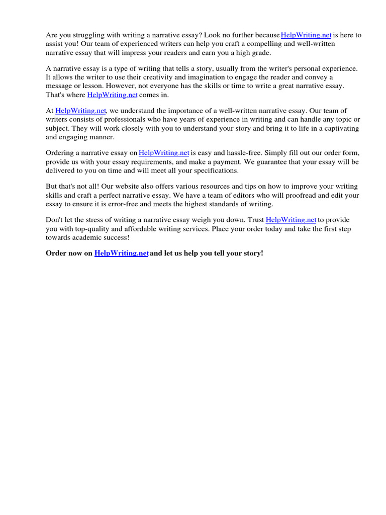 Narrative Essay Assignment | PDF | Essays | Narrative