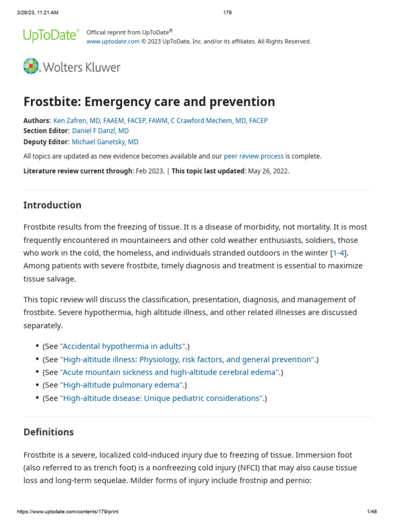 Frostbite: Emergency Care and Prevention | Download Free PDF | Hypothermia | Clinical Medicine