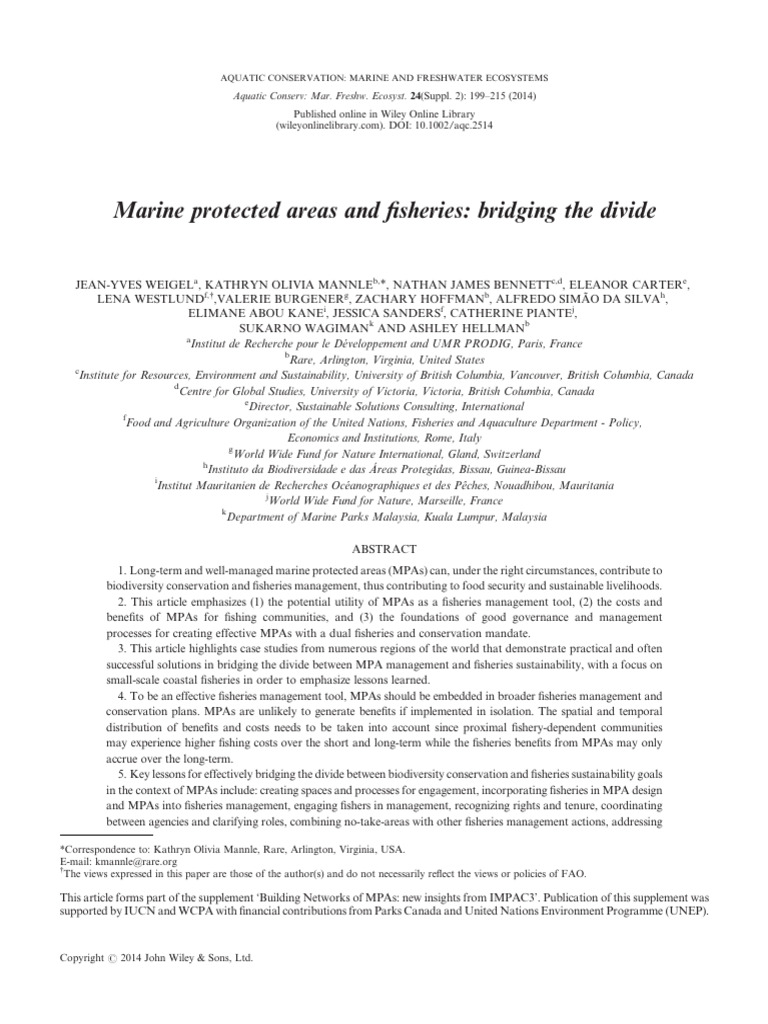 2014 General MPA and Fisheries Bridging The Divide | PDF | Fisheries ...