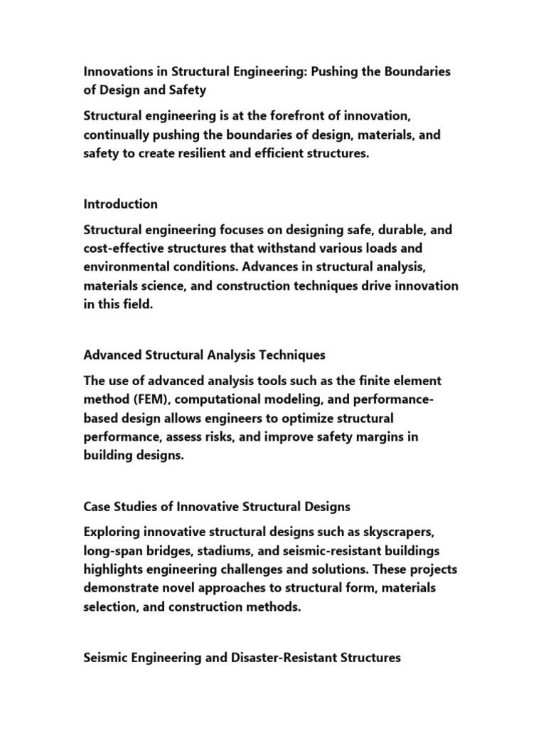Innovations in Structural Engineering | PDF