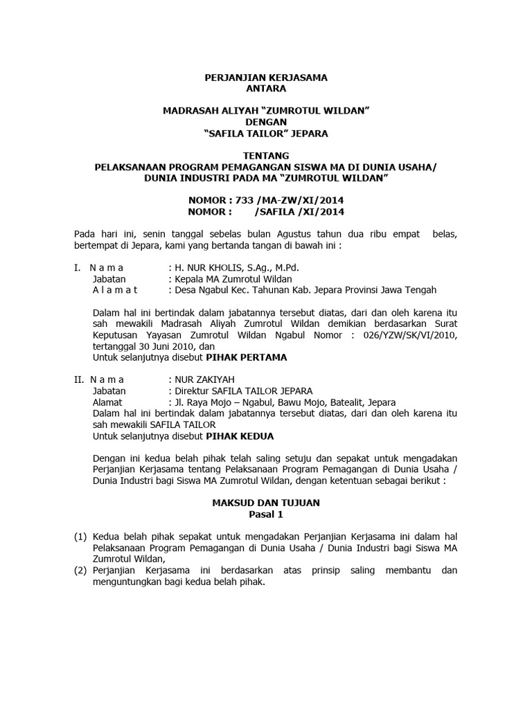 Mou Dg Du Di Pdf Bisnis