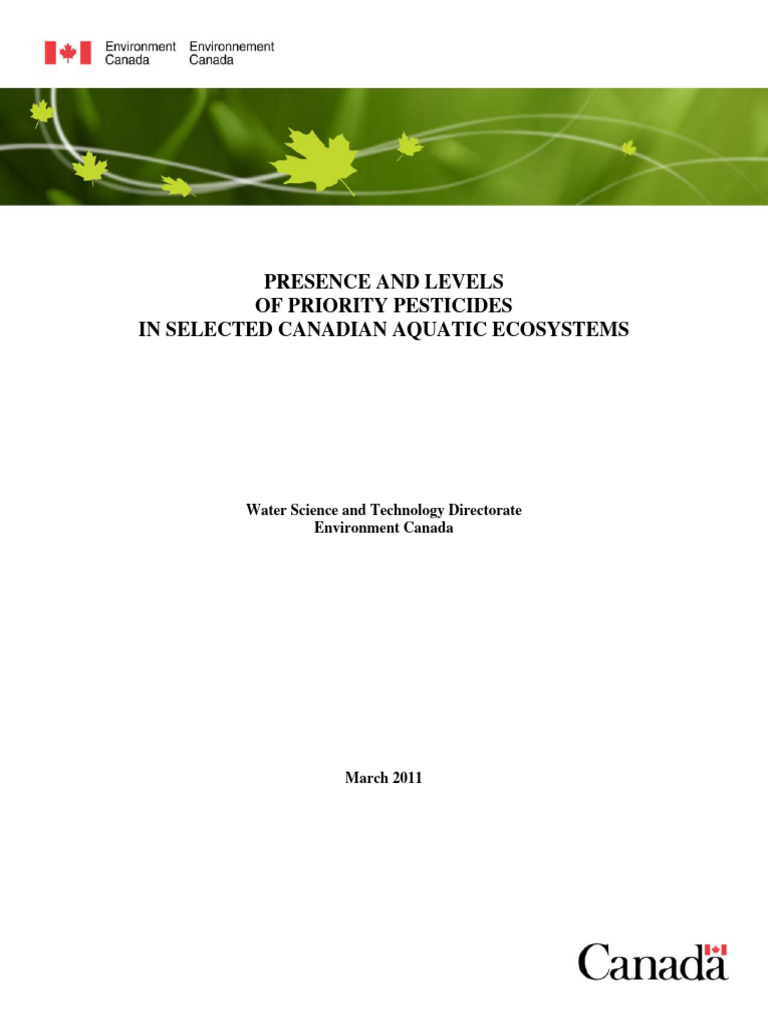 Presence and Levels of Priority Pesticides in Selected Canadian Aquatic Ecosystems | PDF ...