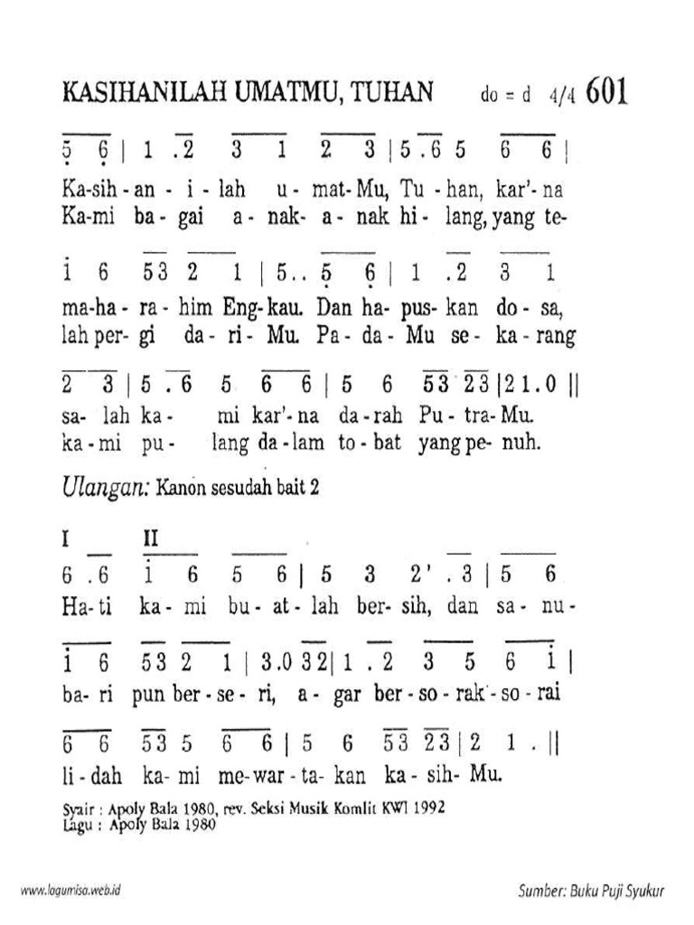 PS 601 - Kasihanilah UmatMu Tuhan (Penutup) | PDF