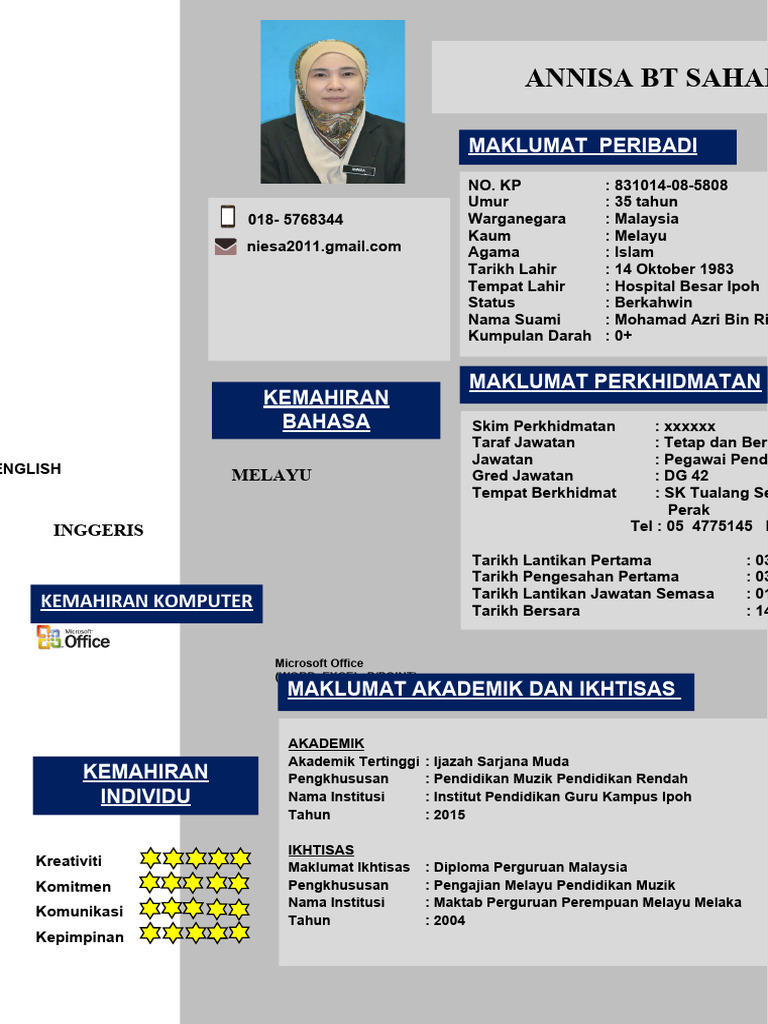 Tamplate Resume 1 Pdf