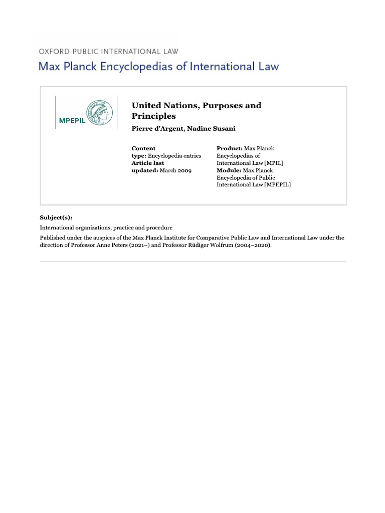 United Nations, Purposes and | PDF