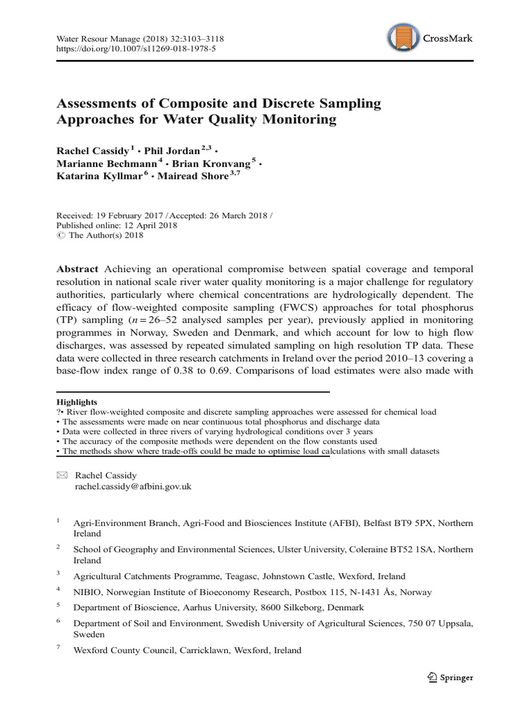 Cassidy2018 Article AssessmentsOfCompositeAndDiscr | PDF | Discharge (Hydrology) | Sampling ...