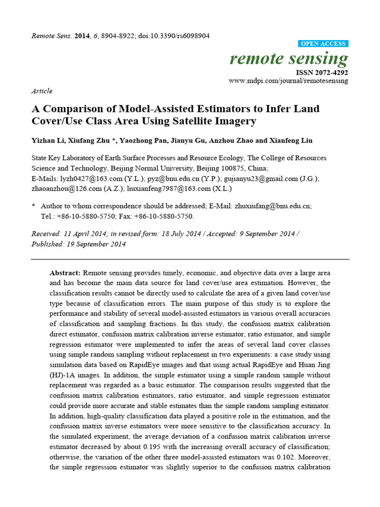 A Comparison of Model-Assisted Estimators To Infer | PDF | Mean Squared Error | Errors And Residuals