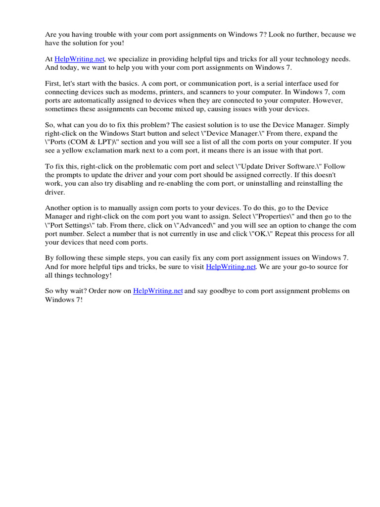 Windows 7 Com Port Assignment | PDF | Component Object Model ...