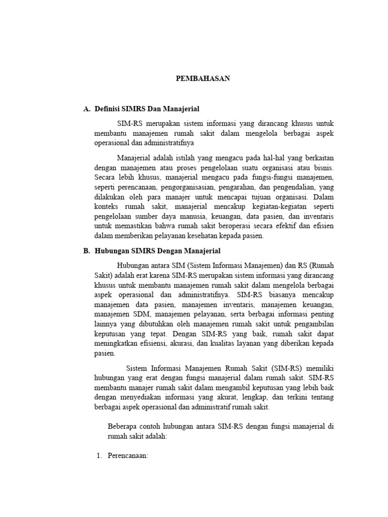SIM-RS: Kunci Manajemen Rumah Sakit | PDF | Bisnis