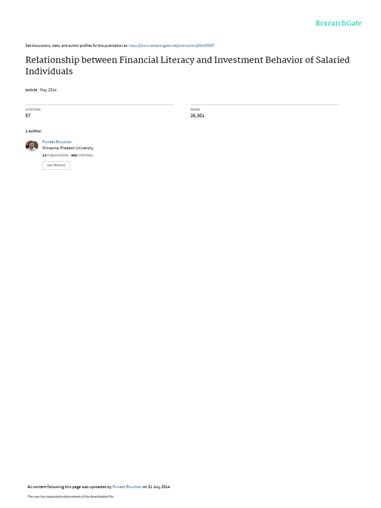 Relationship Between Financial Literacy and Investment Behavior of ...