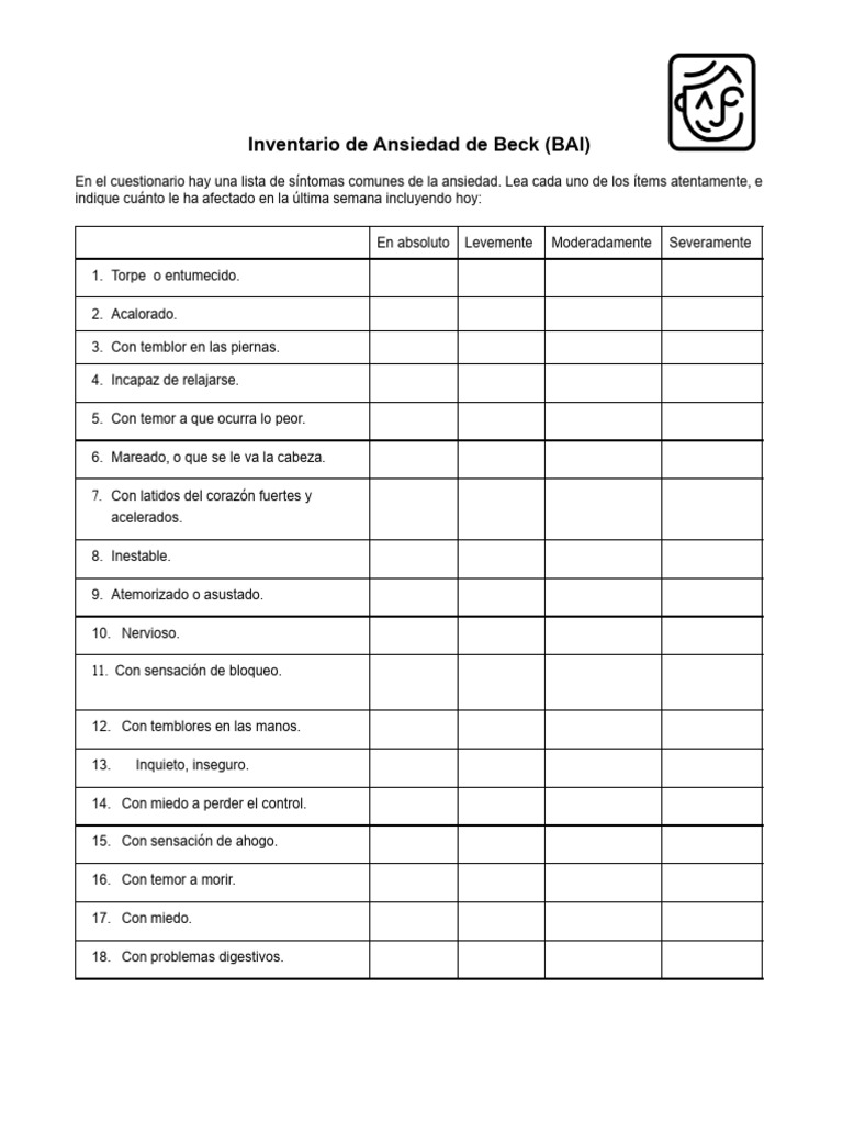 BAI Inventario de Ansiedad de Beck | PDF | Cocina, comidas y vino