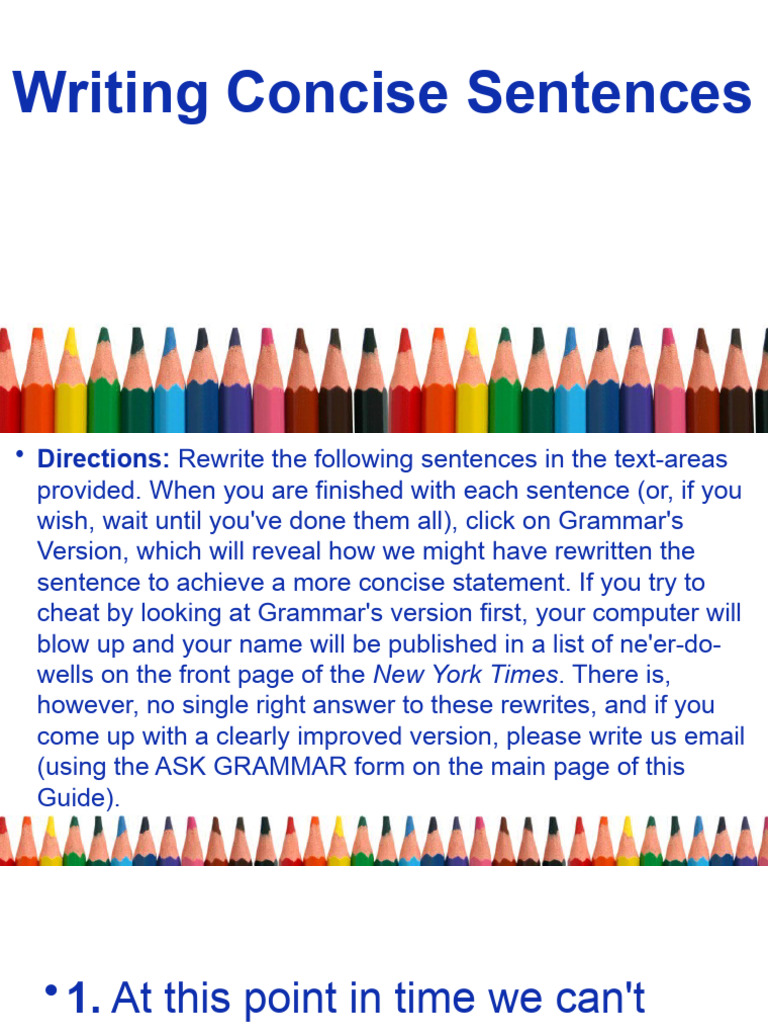Writing Concise Sentences. | PDF | Social Science | Language Arts ...