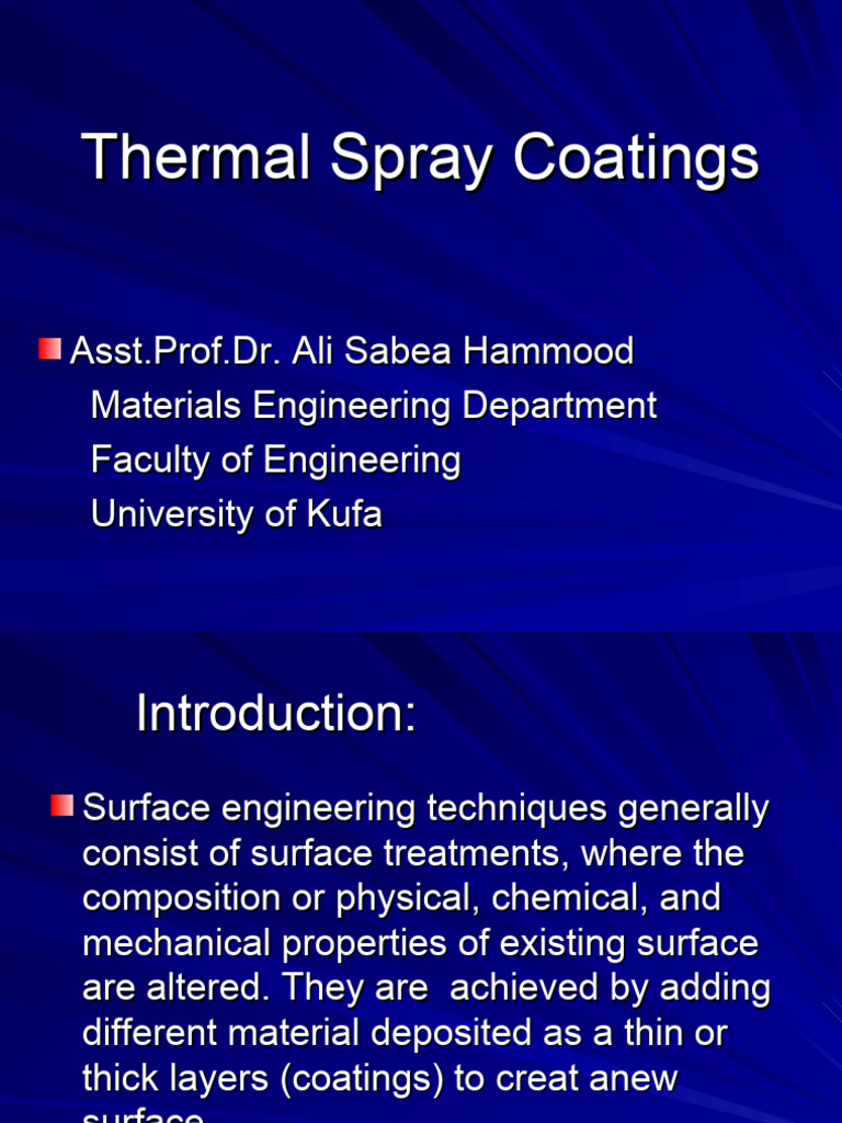 Thermal Spray Coatings | PDF | Coating | Wear