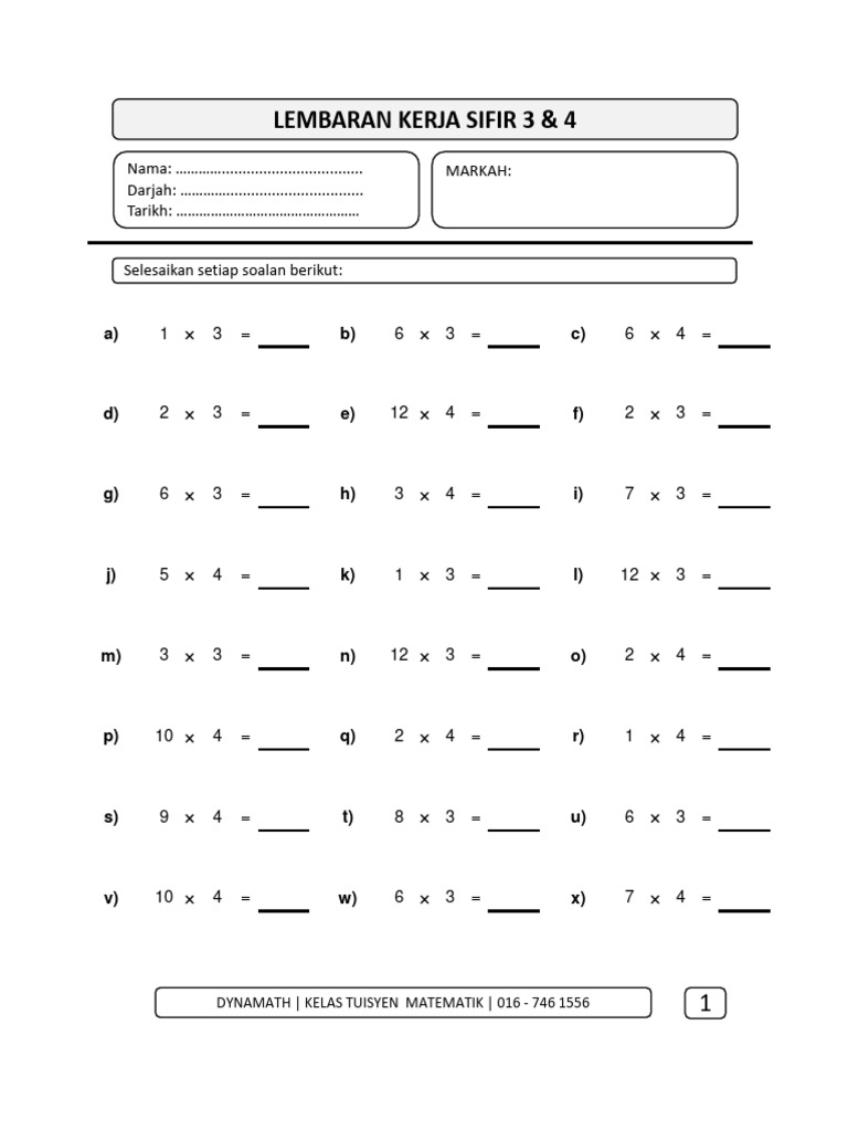 Latihan Sifir 3 - 12 | PDF