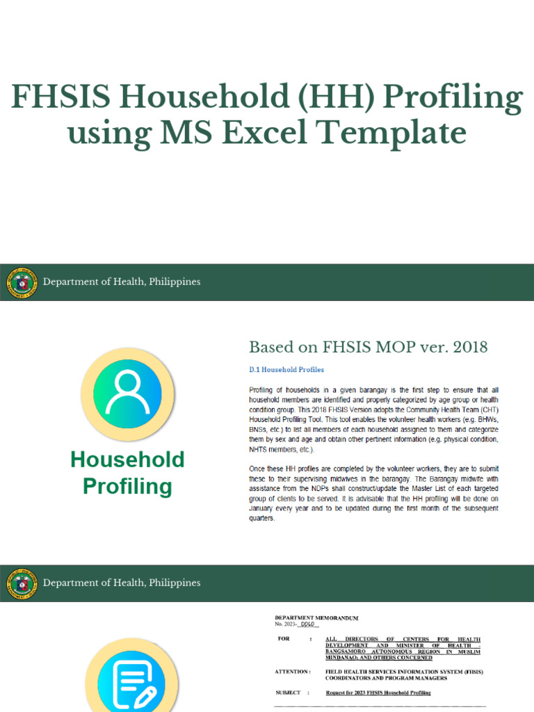 FHSIS HH Profiling Using Excel | PDF | Sanitation | Water Supply