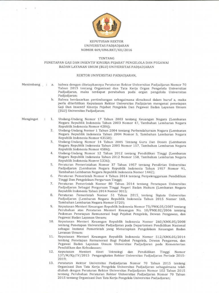 Insentif-Kinerja-Pejabat-Pengelola-dan-Pegawai-BLU-Unpad | PDF