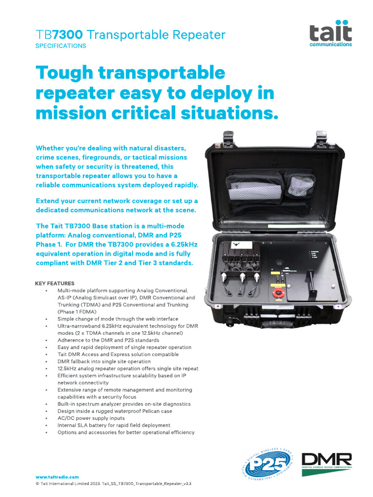 Tait SS TB7300-Transportable | PDF | Computer Network | Telecommunications