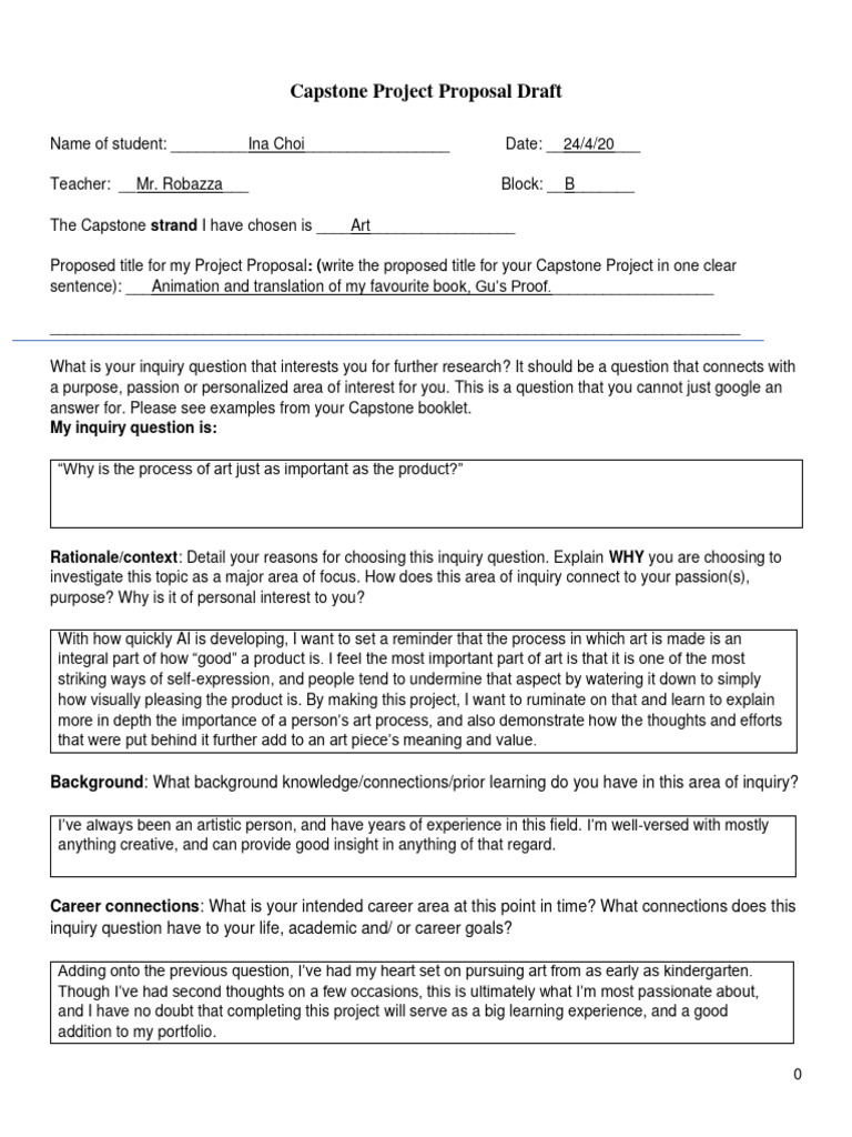 Capstone Draft Proposal 1 | PDF | Mentorship | Thought