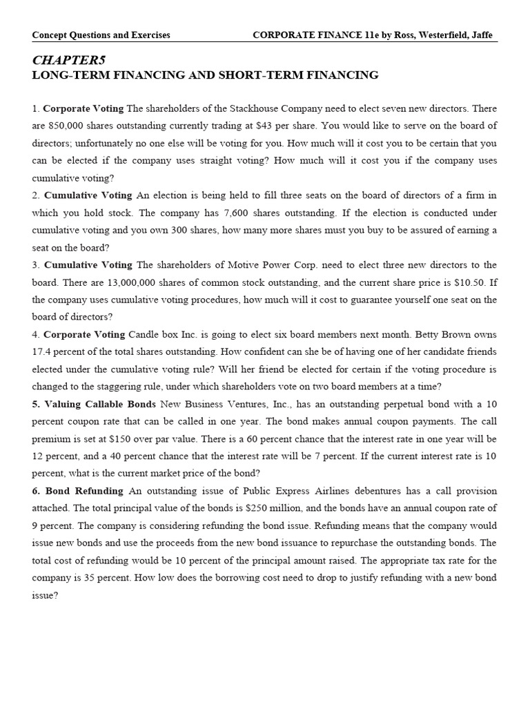 Chapter 5 - Concept Questions Exercises | PDF | Bonds (Finance) | Interest