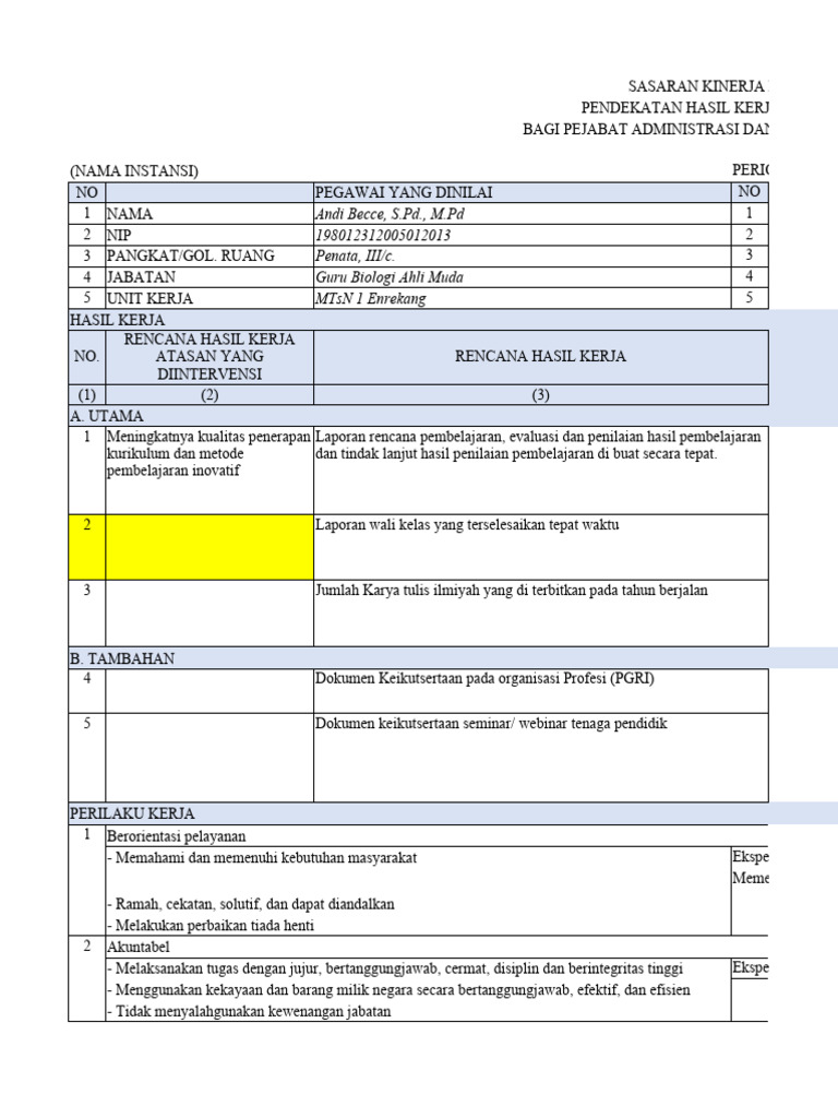 Contoh SKP Guru Tampil | PDF