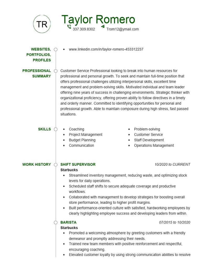 Taylor Romero Resume | PDF | Leadership | Human Resources