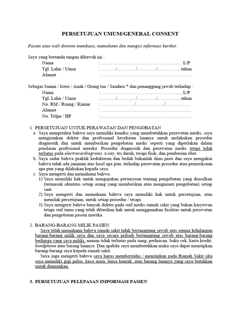 Form Persetujuan Umum-General Consent OK | PDF | Hukum