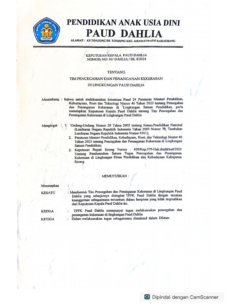 SK TPPK Paud Dahlia | PDF