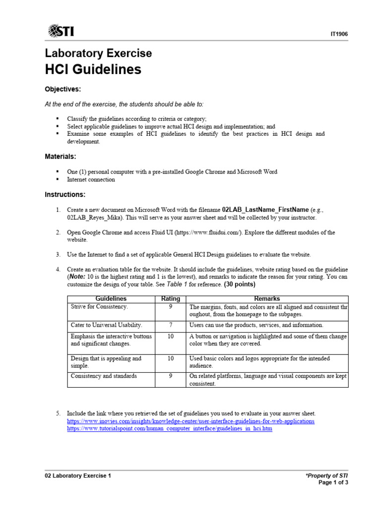 02 Laboratory Exercise 1-Santos | PDF | Human–Computer Interaction ...