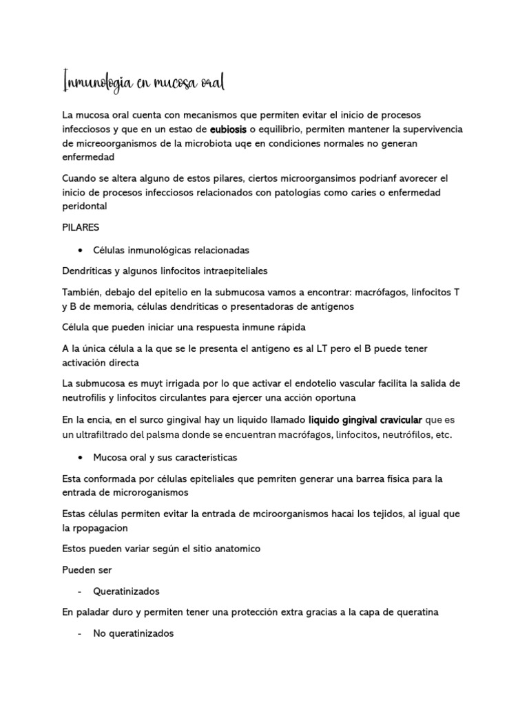 Inmunología en Mucosa Oral | PDF | Inflamación | Sistema inmune