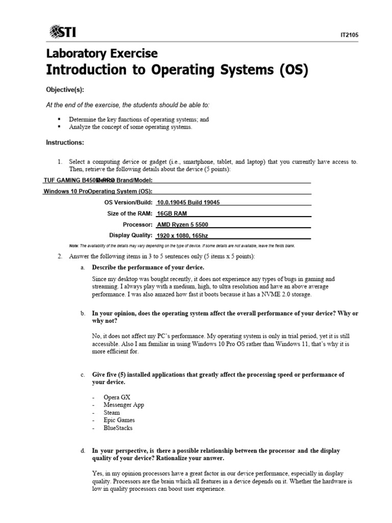 01 Laboratory Exercise 1-Santos | PDF | Operating System | Android (Operating System)